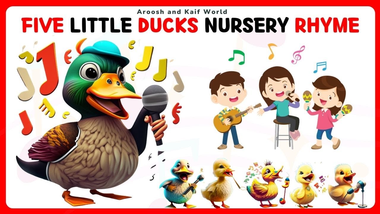 🦆Five Little Ducks Nursery Rhyme with lyrics | Animated Songs for Kids ...