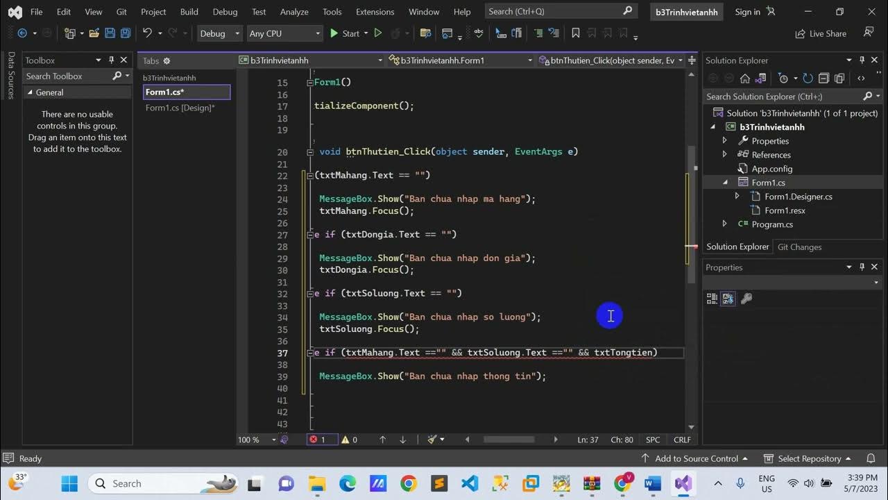 Bài 3 Winform buổi 1 - YouTube