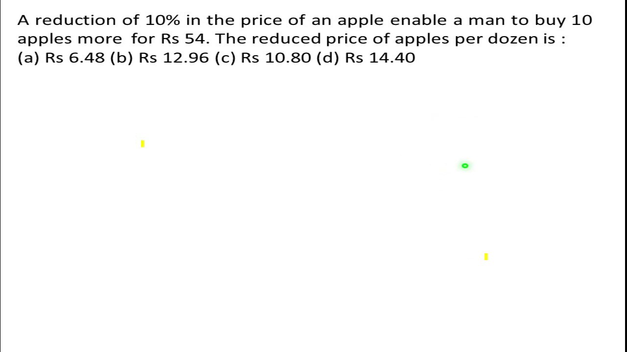 A reduction of 10% in the price of an apple - YouTube