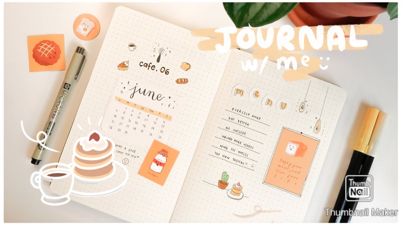 journal with me: cafe/coffee shop theme 🍞🥖 - YouTube