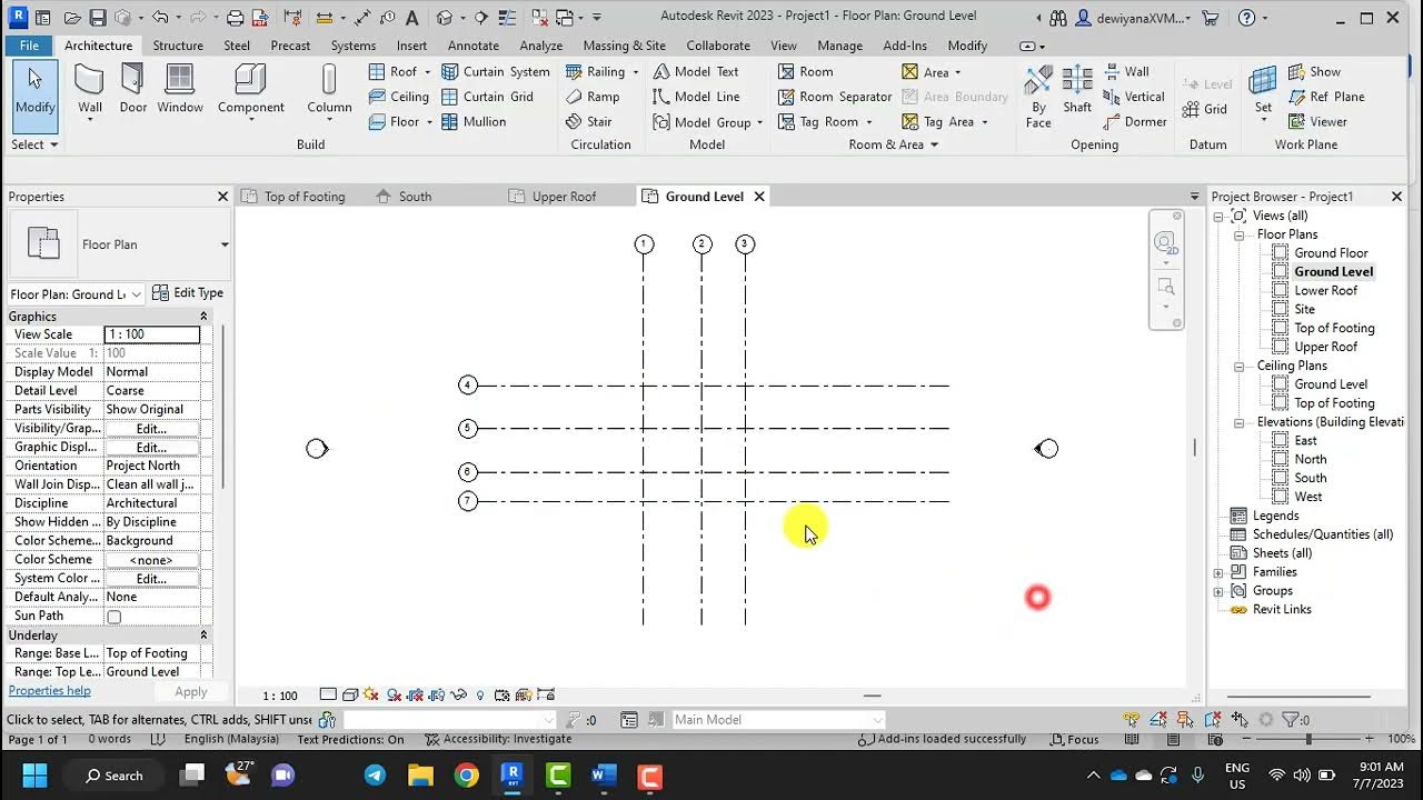 Exercise on footings, grids, columns n beams - YouTube