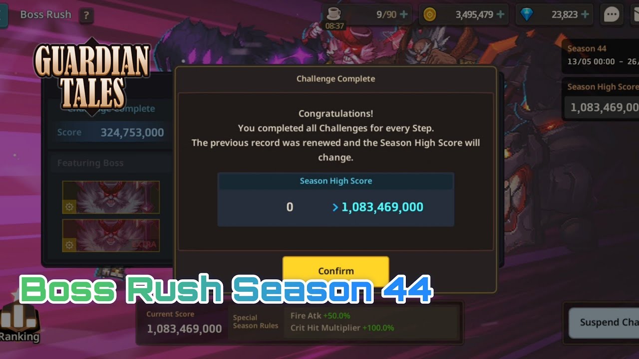 Boss Rush Season 44 850M All Rewards - Guardians Tales Global - YouTube