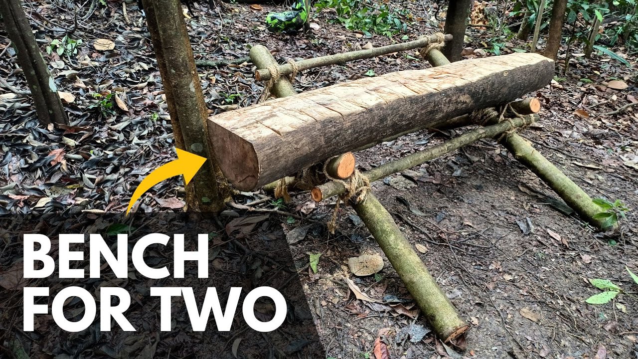 Building a Bushcraft Bench in the Jungle - YouTube