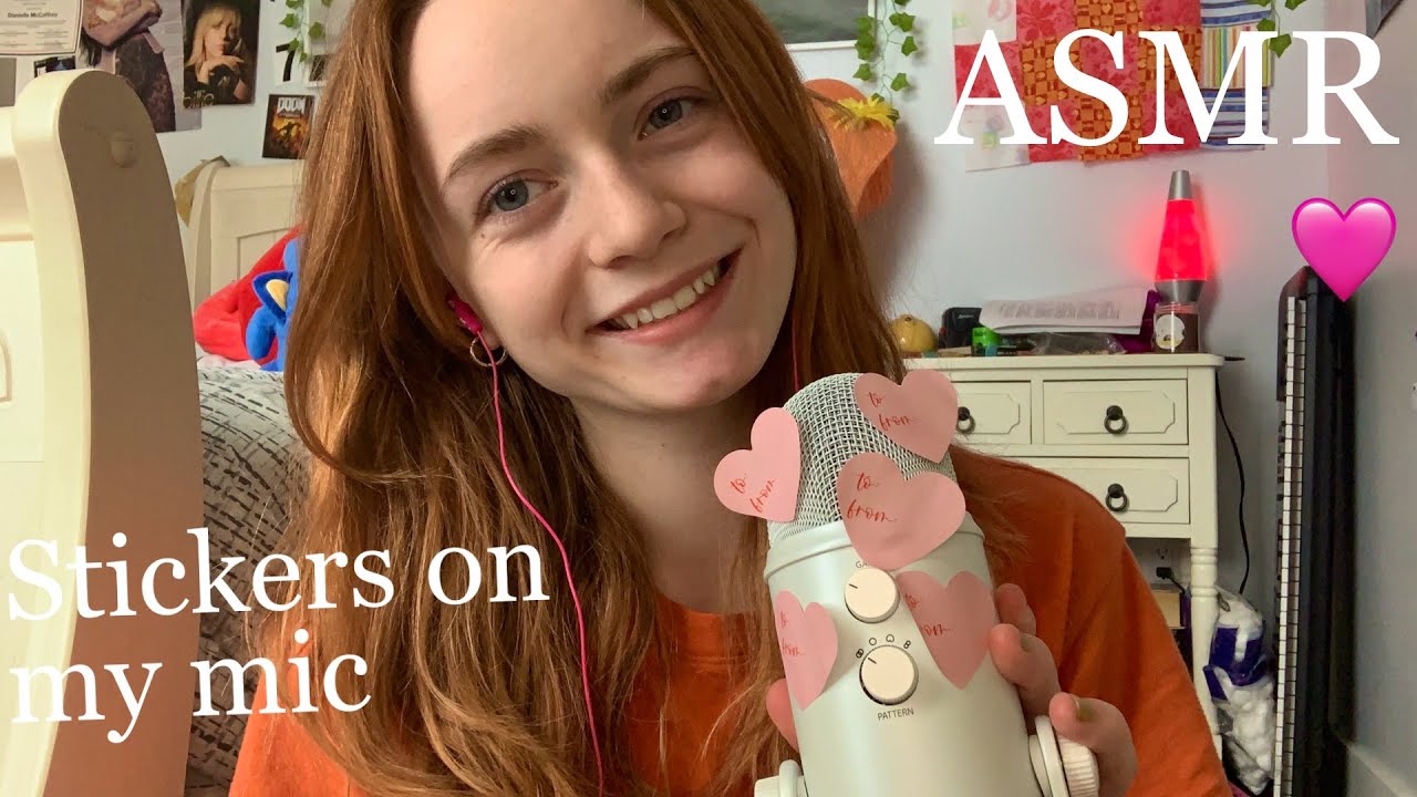 ASMR Valentine’s stickers on the mic (sticky + crinkling sounds) - YouTube
