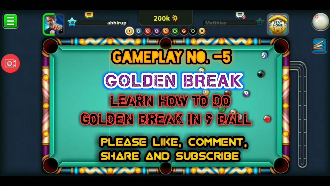 GOLDEN BREAK IN 9 BALL POOL - YouTube