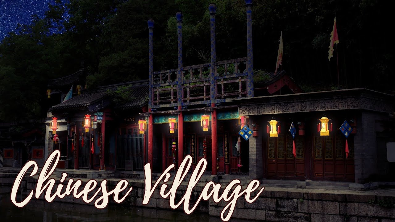 Chinese Village Ambience with music - peaceful evening in a small ...