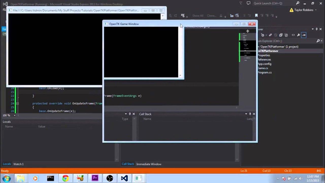 OpenTK Platformer Tutorial: Part 1 - Clearing and Drawing in our Custom Game Class - YouTube