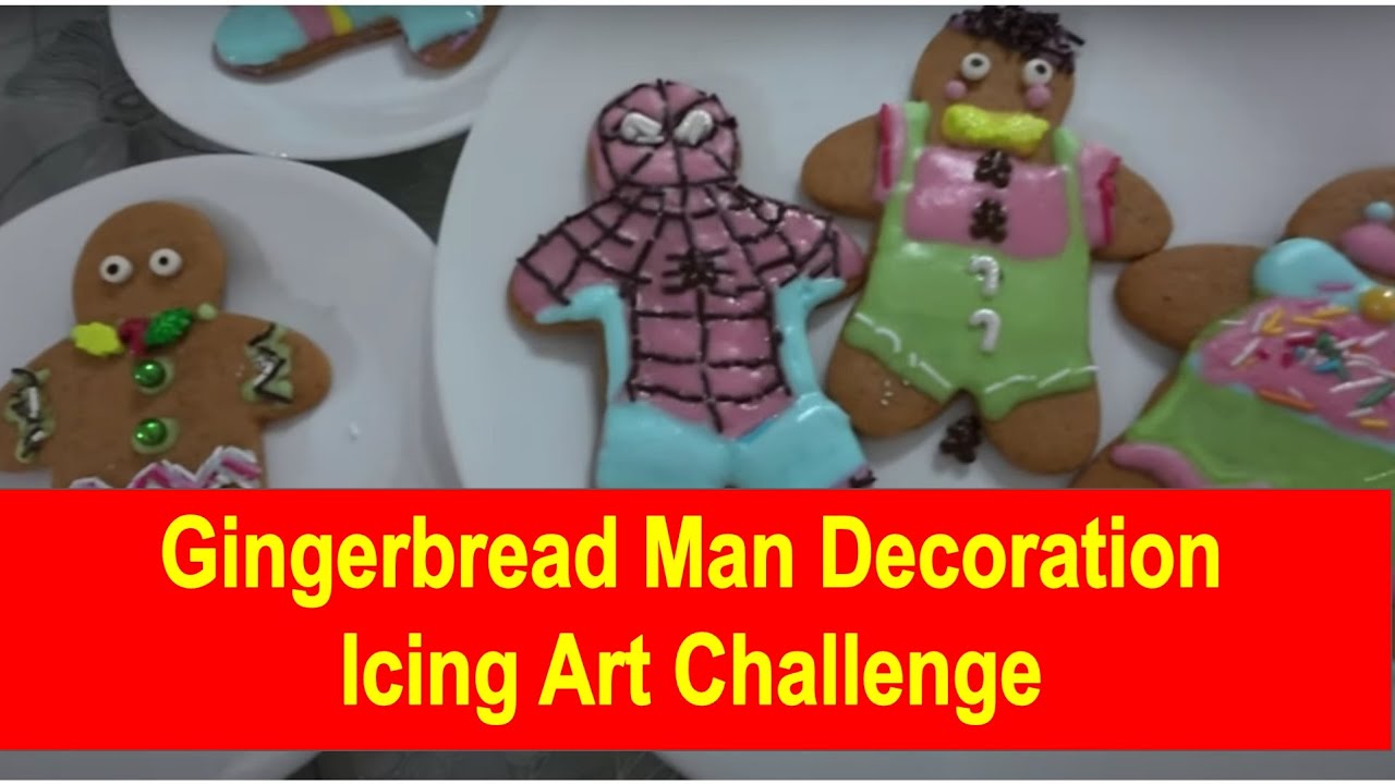 Fun Gingerbread Man Cookie Decorating | Icing Art Challenge with My ...