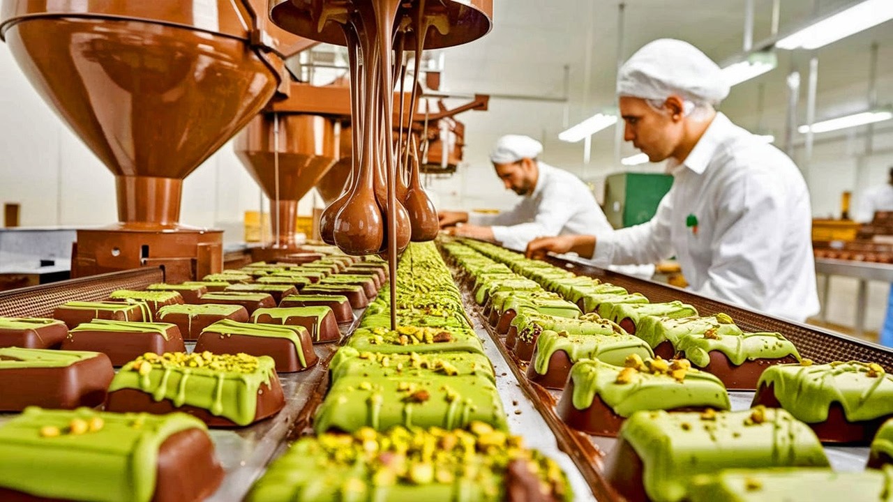 How Dubai Chocolate Is Made in a Factory - YouTube