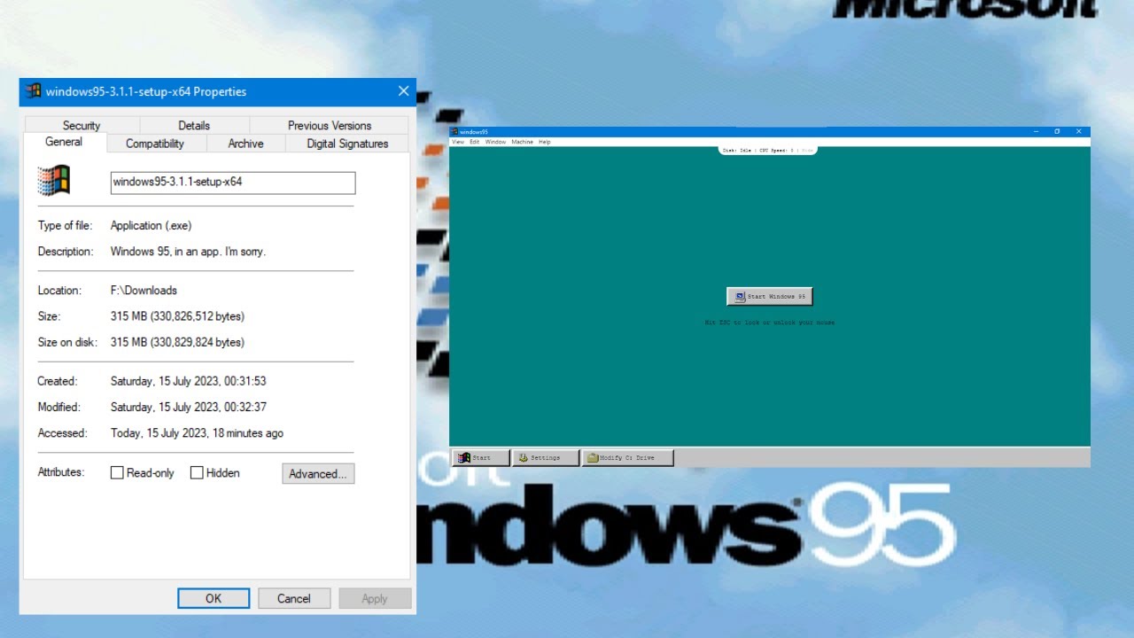 Windows 95 in... an 300mb app - YouTube