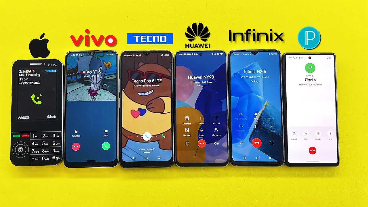 Six Phones Are Ringing Each Other / i15 Pro, Vivo Y16, Tecno 5, HUAWEI ...