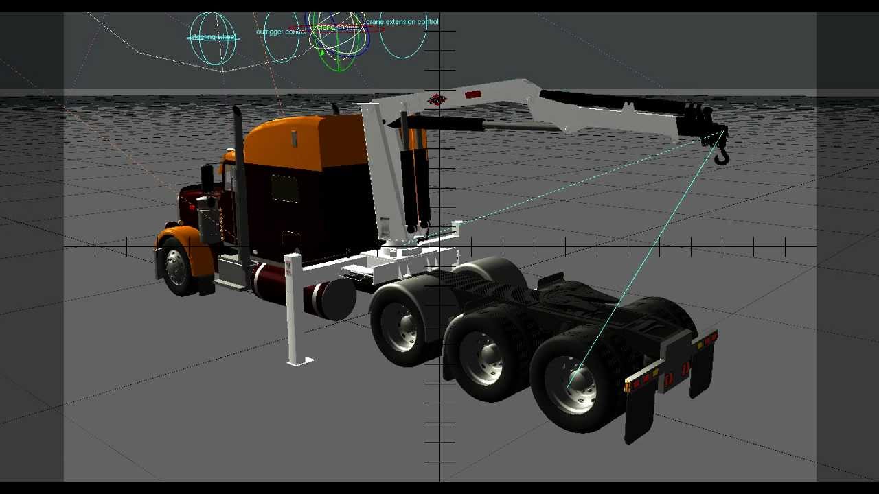 Peterbilt 367 crane 3D model setup animation - YouTube