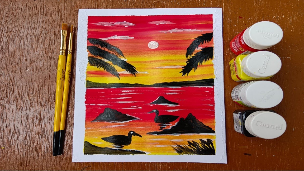 Super easy acrylic painting tutorial/Step by step tutorial - YouTube