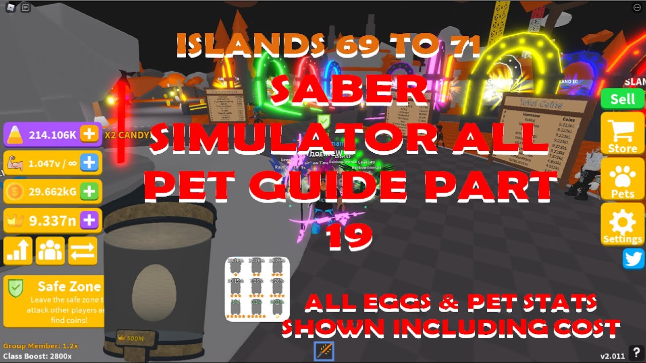 Saber Simulator All Pet guide Part 19 All Pets from Island 69 to Island ...