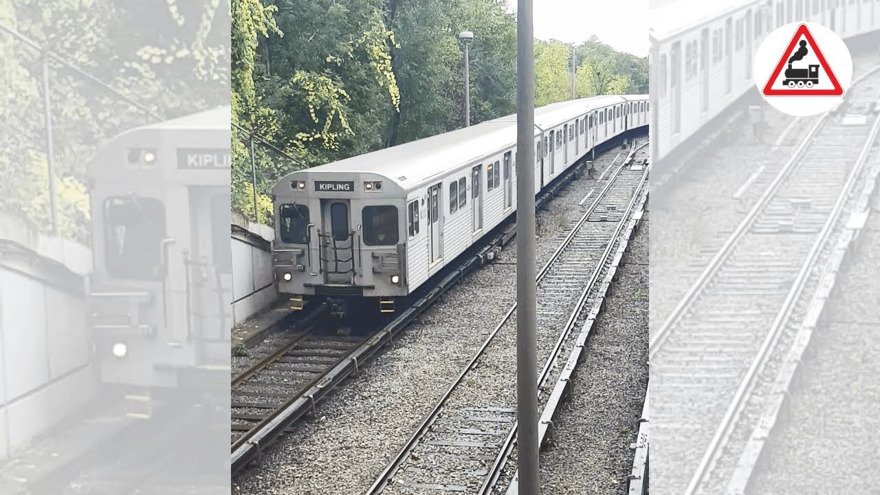 TTC subway train passing by near Islington station - YouTube