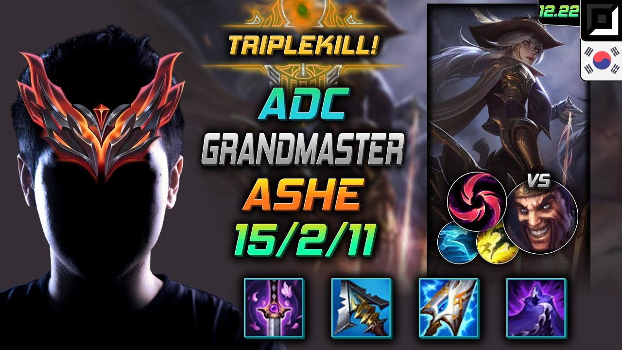 GrandMaster Adc Ashe Build Youmuu's Ghostblade Hail of Blades - Ashe Adc vs Draven - LOL KR 12. ...