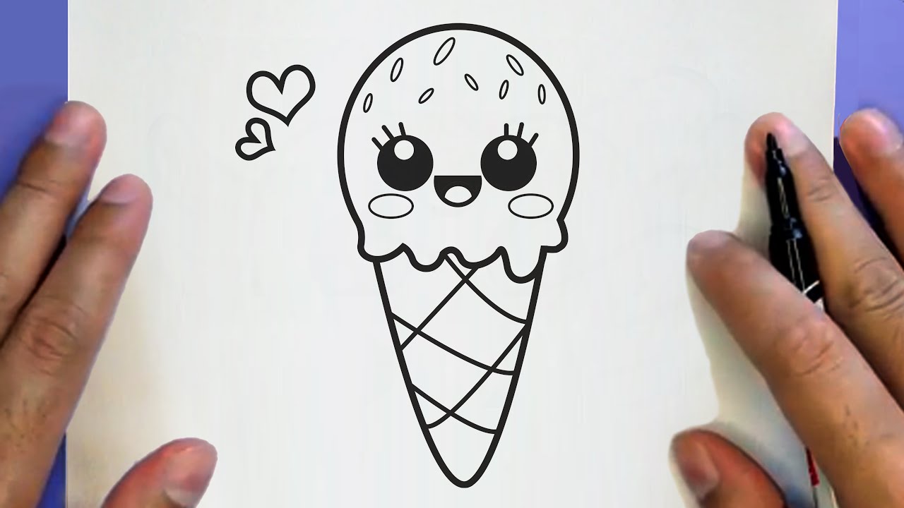 HOW TO DRAW A CUTE ICE CREAM CONE, STEP BY STEP, DRAW Cute things - YouTube