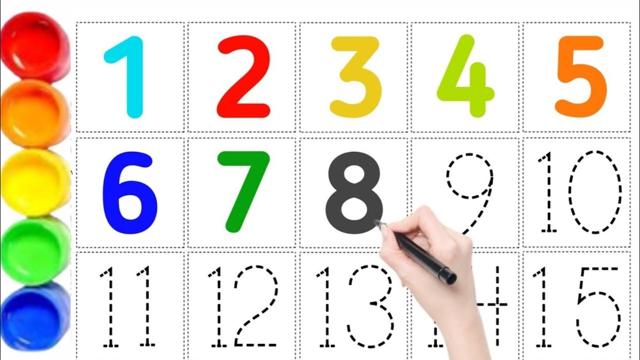 number 12345 writing and painting 🖌️🎨 one two three four 🕓 number ...