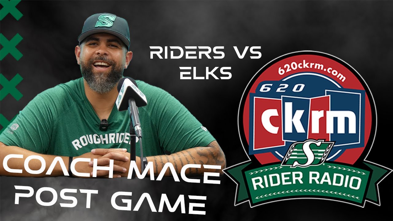RIDER RADIO - Coach Corey Mace Post Game against Elks CFL Week 9 - YouTube