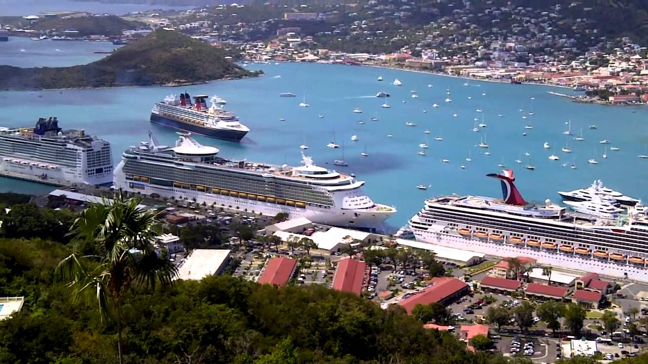 St Thomas Island Panoramic With Cruise Ships Docked - YouTube
