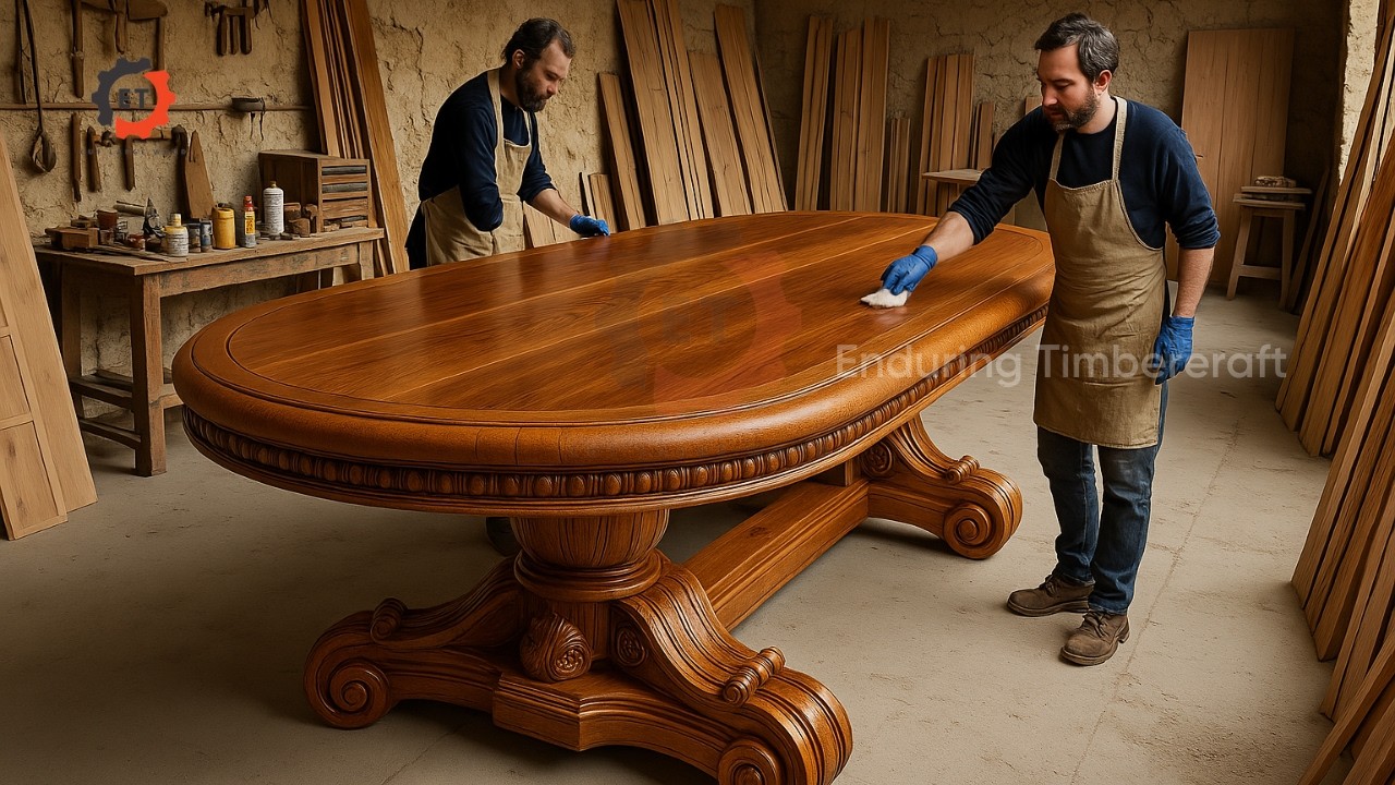 Young Carpenter and Masterpiece Dining Table from Raw Wood | Make the Most Beautiful Dining ...