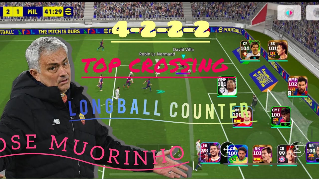 TOP crossing 4-2-2-2 Longball counter 🎮😳😳 jose Mourinho #efootball #cr7 ...