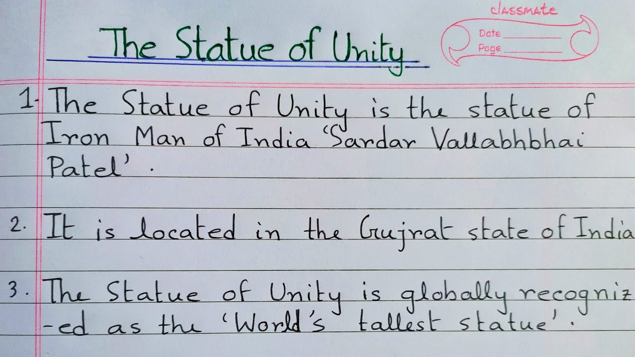 10 lines Essay on The Statue of Unity || Statue of Unity Essay in ...
