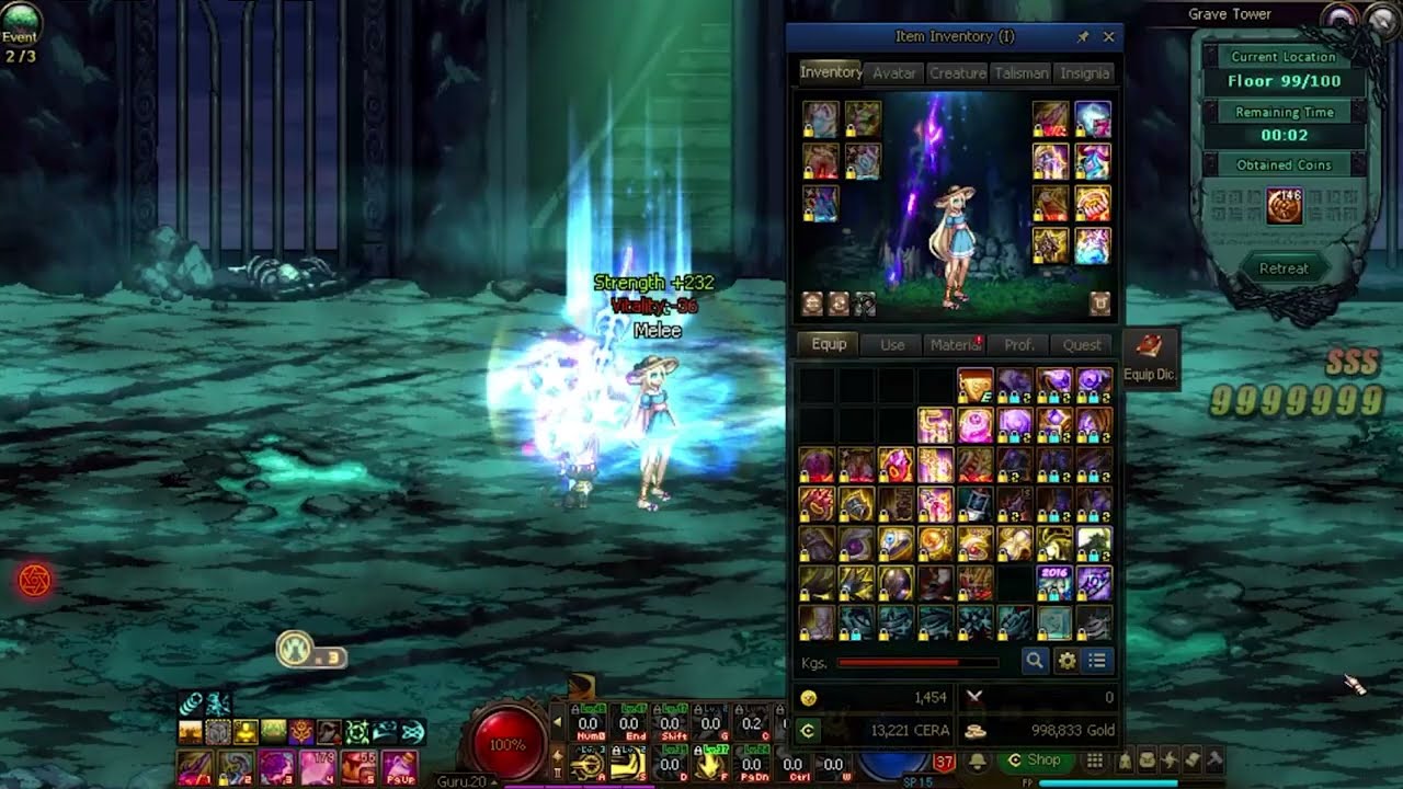 DFO - Battle Mage Grave Tower Floor 100 - YouTube