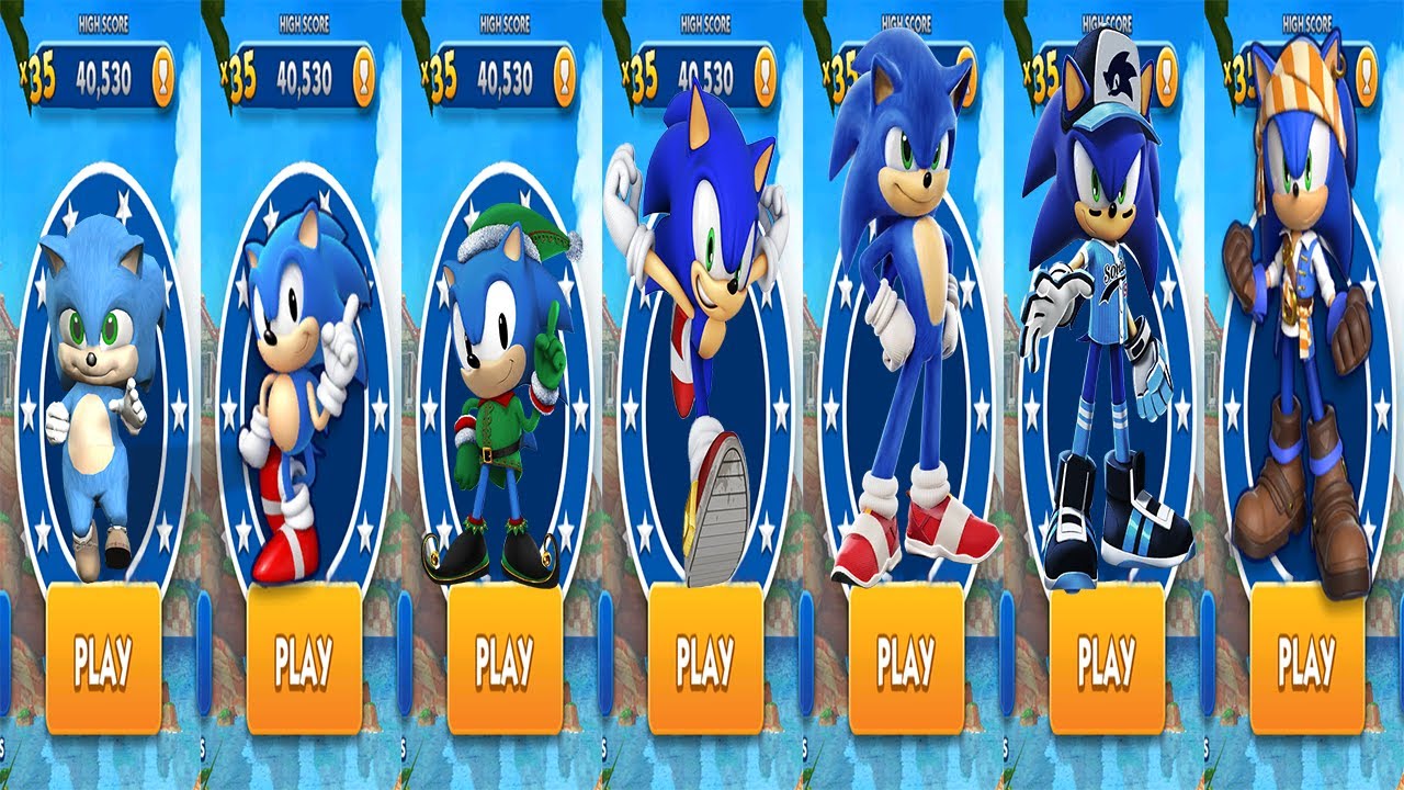 Sonic Dash: All 7 Blue Sonic Characters Run vs All Boss Battle Eggman ...