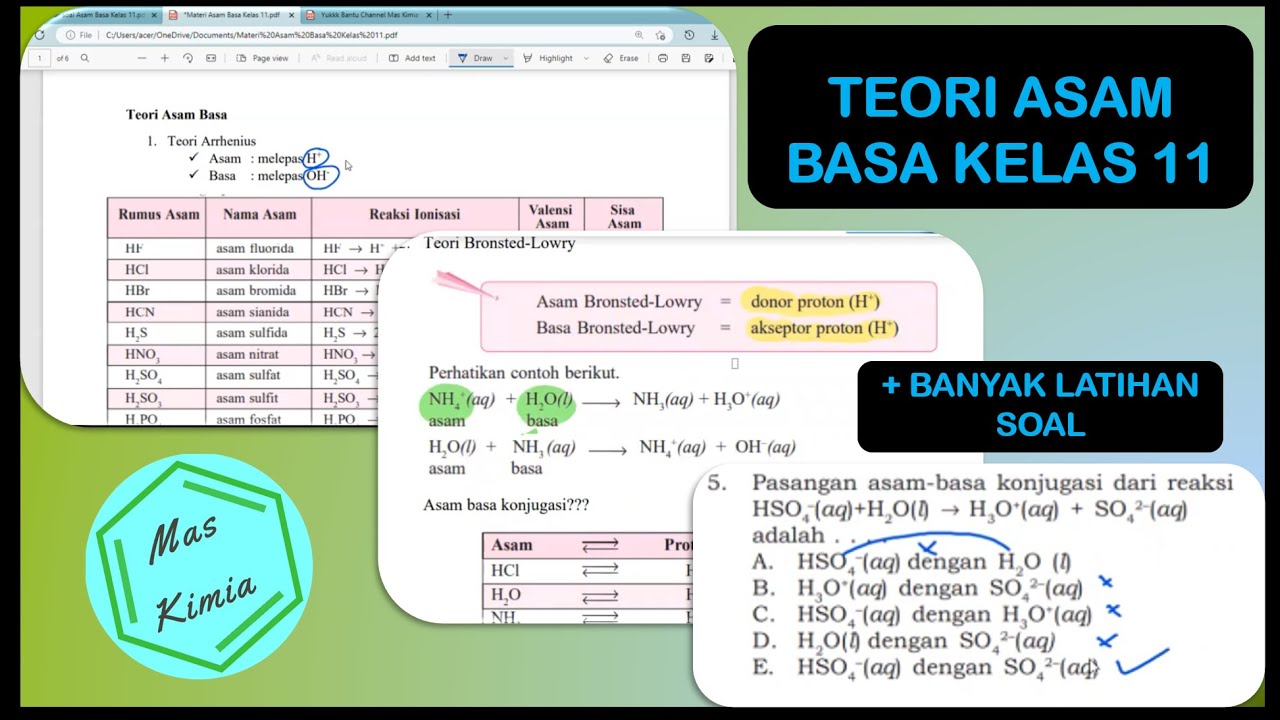 Teori Asam Basa Kelas 11 | Materi dan Contoh Soal #asambasa - YouTube