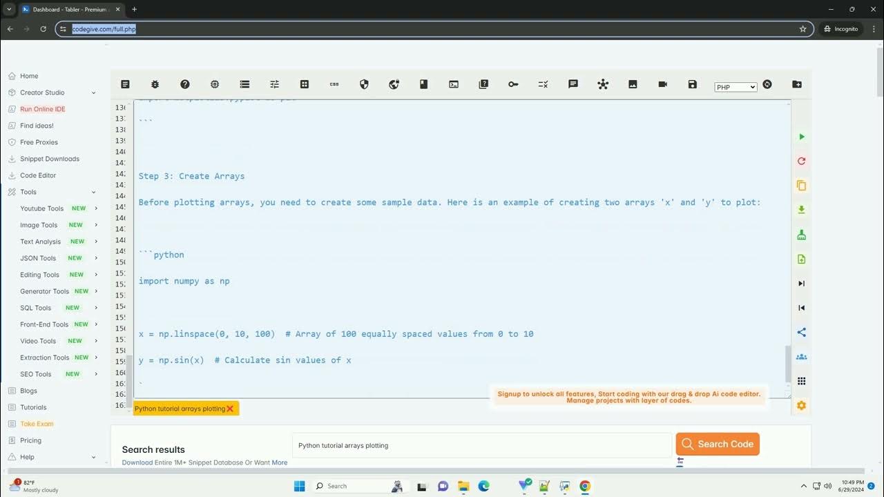 Python tutorial arrays plotting - YouTube