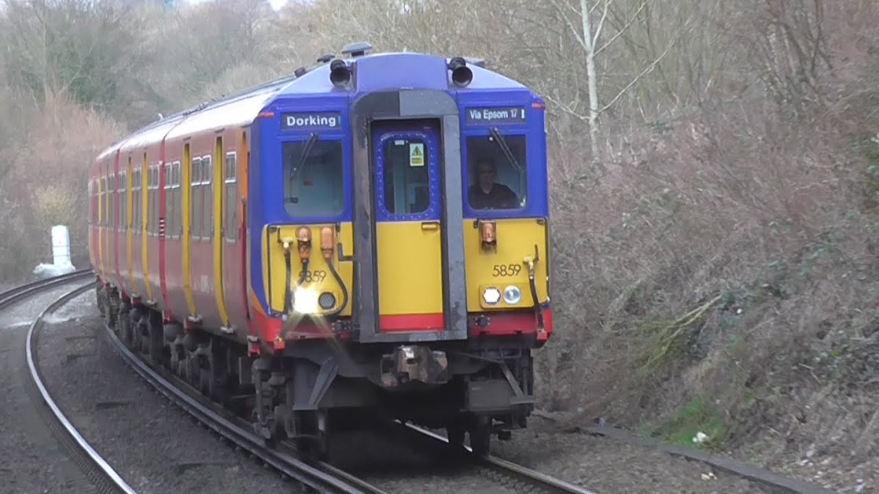 SWT Class 455 Passes Box Hill & Westhumble For Dorking - YouTube