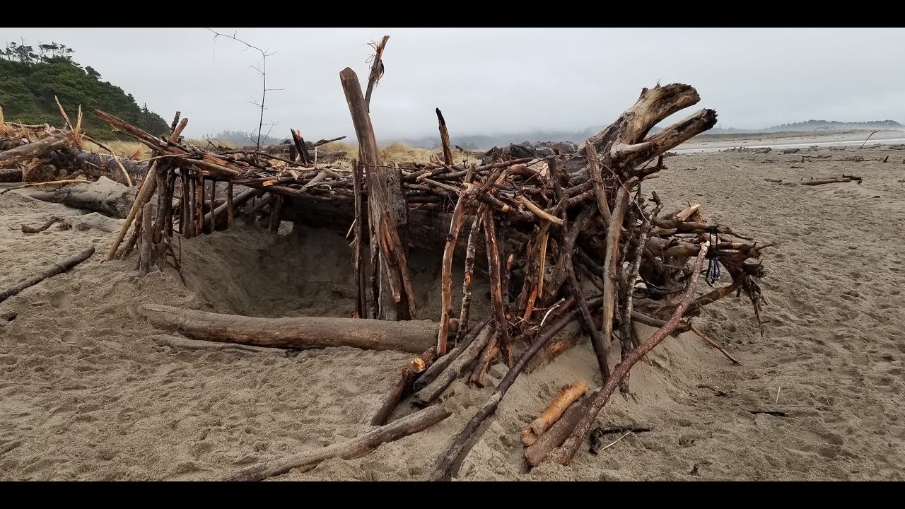 Beach "Sasquatch Structure" - Human made? Tree/Stick Structure ...
