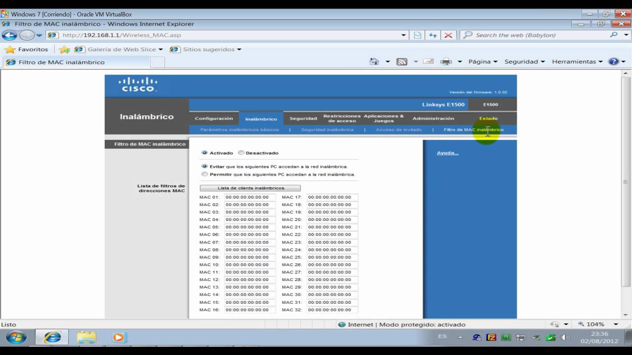 Saber quien esta conectado a tu rooter Linksys E1500 y poder quitarlo ...
