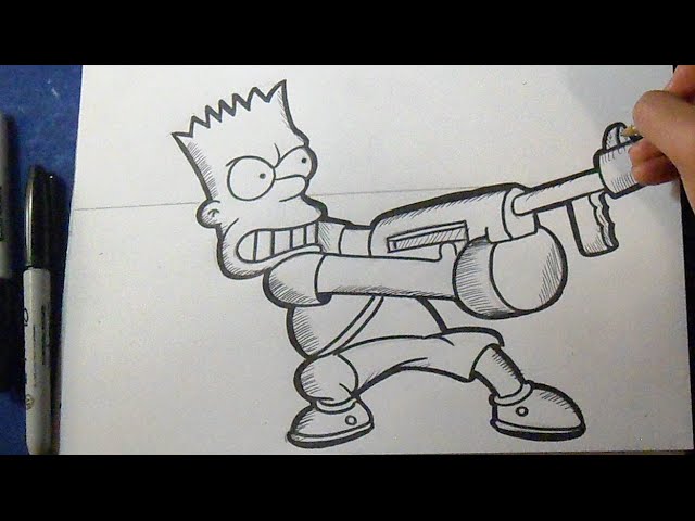 How To Draw Bart Simpson With A Gun