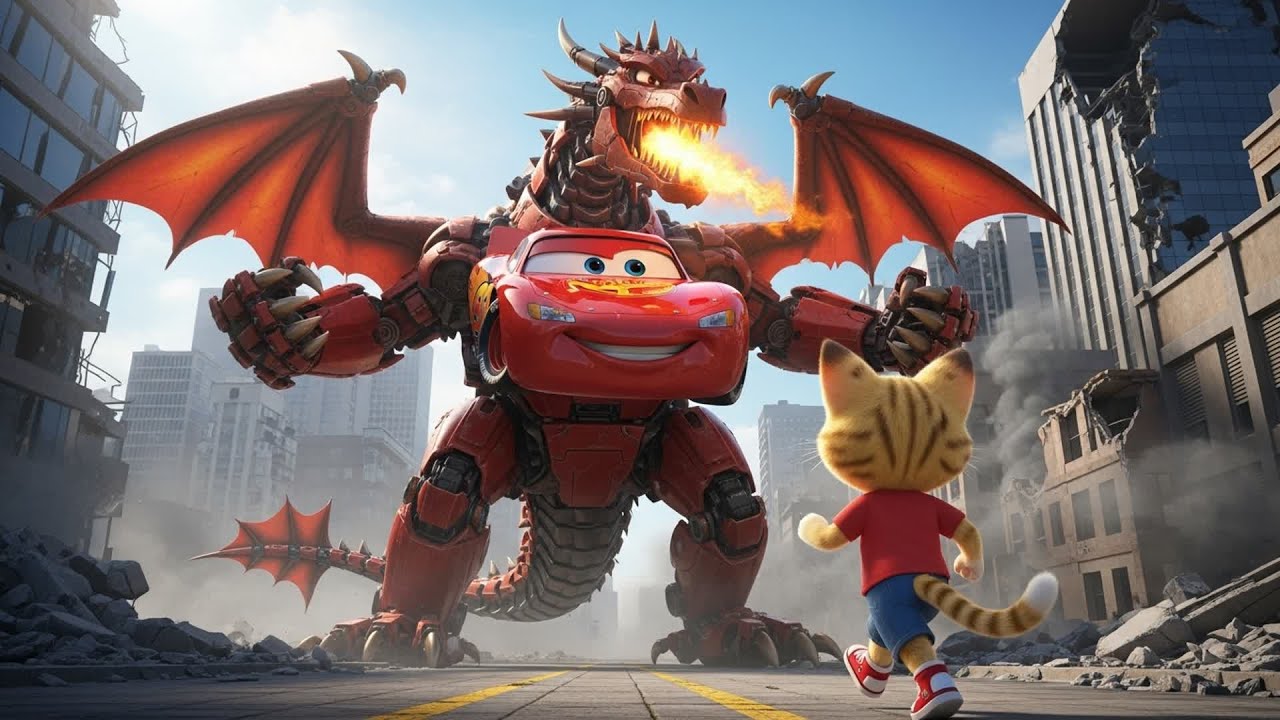 McQueen Transforms into a Mecha-Dragon! CAT's Epic Rescue Mission 🚗🐲 ...