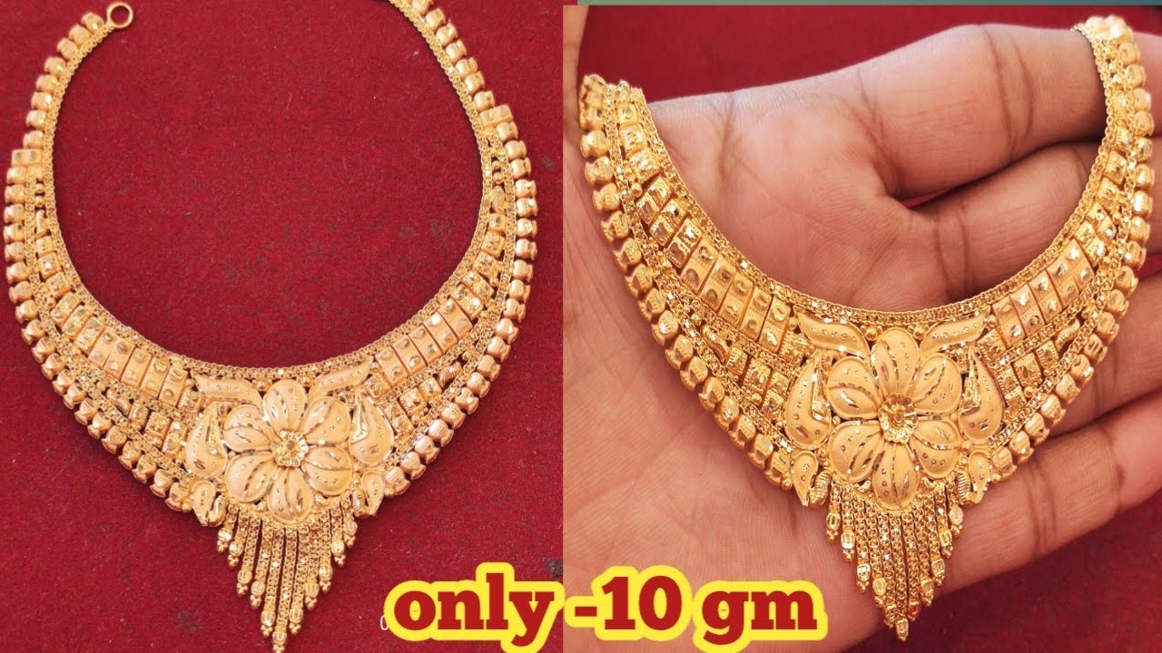 new 22k gold necklace design with weight & price|new lightweight gold ...