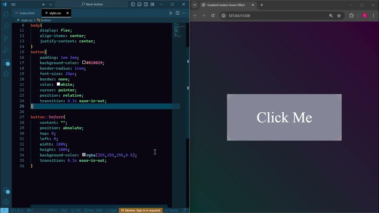 Create a Glowing Neon Button Hover Effect using HTML and CSS - YouTube