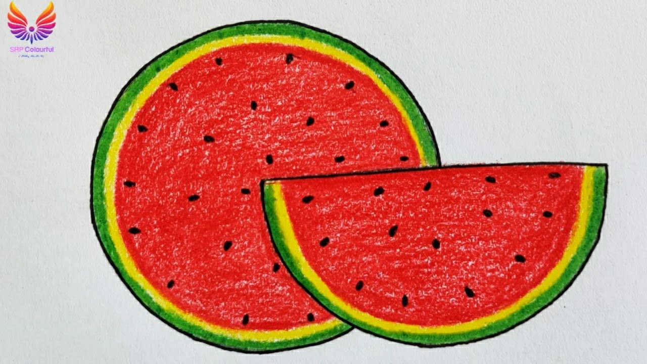 Watermelon drawing 🍉😍😋|| how to draw watermelon easy - YouTube
