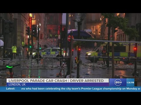 Liverpool crowd hit by car during celebration - YouTube