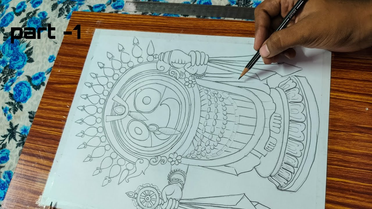 Lord Jagannath Outline Drawing || Step By Step ( part - 1 ) || Jay ...
