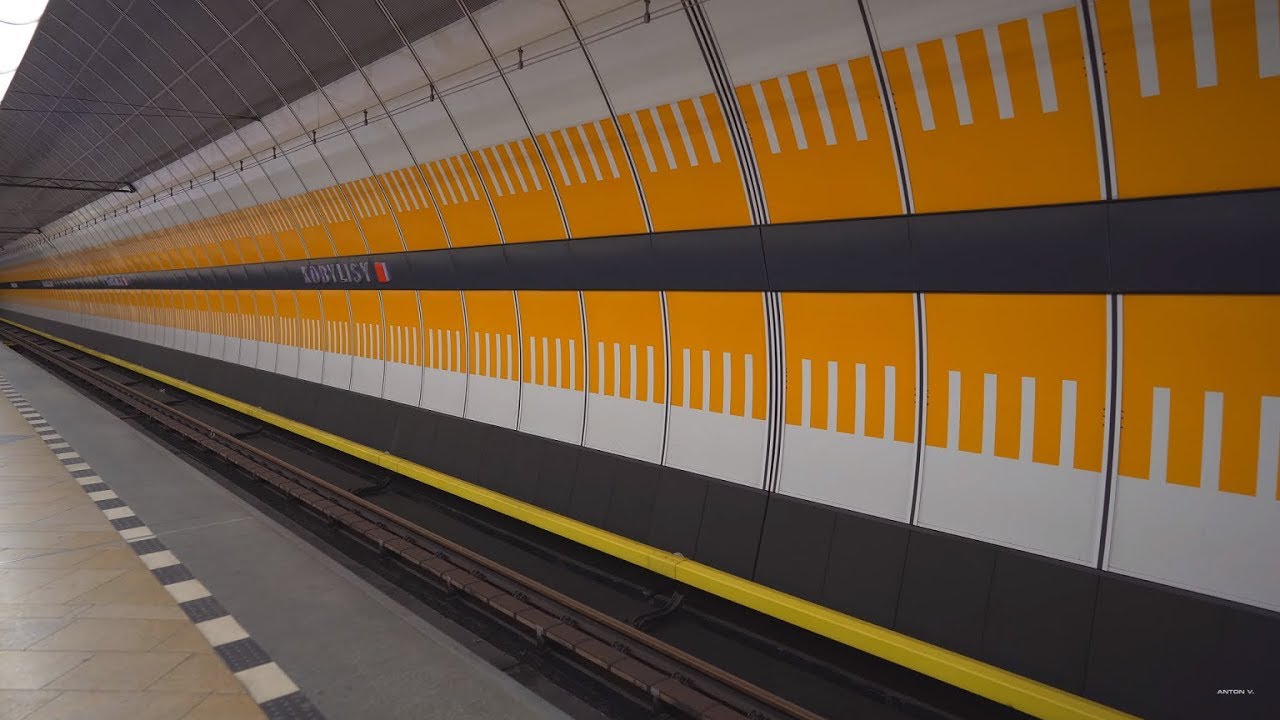 Czech Republic, Prague, metro ride from Kobylisy to Nádraží Holešovice ...