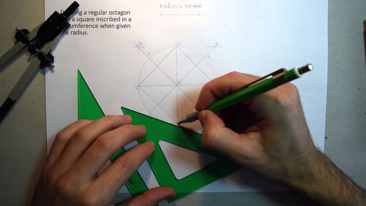 Regular octagon and square inscribed in a circumference when given the ...