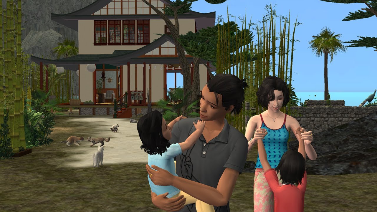 peace by the sea 🐈🌸 nekojima gameplay & speed decorating | the sims 2 ...