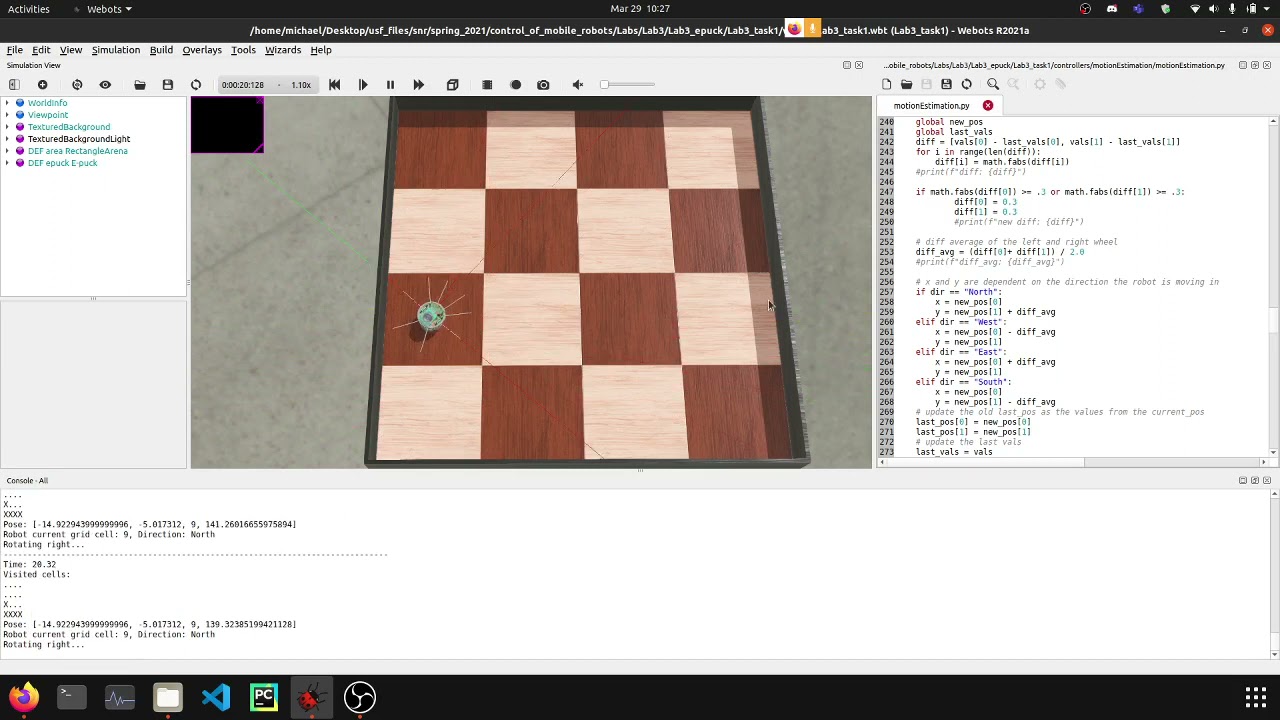 Lab 3 Task 1: Webots motion estimation - YouTube