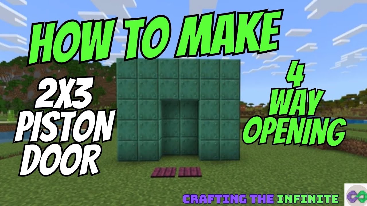 How to make a 2x3 Piston Door in Minecraft Bedrock 1.20 (Four Way ...