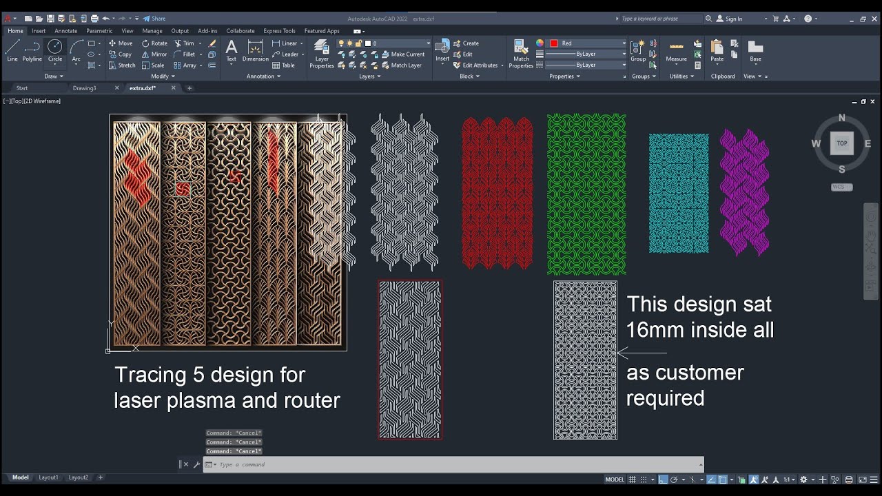 CNC design tracing in AutoCAD for laser plasma router and sat design as ...