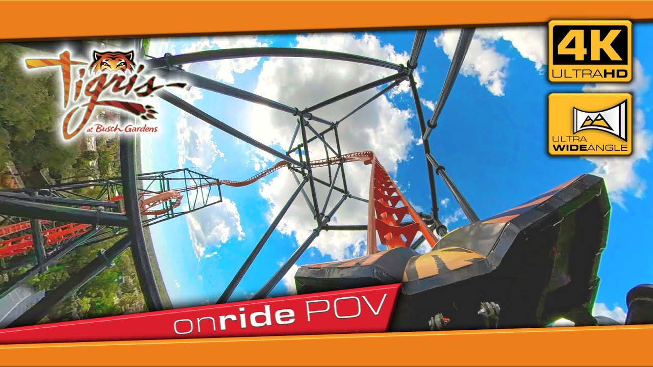 4K Roller Coaster POV TIGRIS onride 🙃 ultrawide angle - Busch Gardens ...