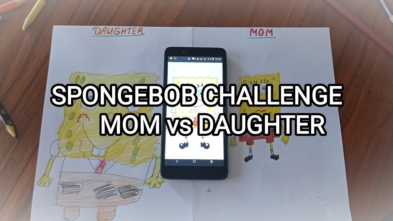 SPONGEBOB CHALLENGE. MOM vs DAUGHTER - YouTube