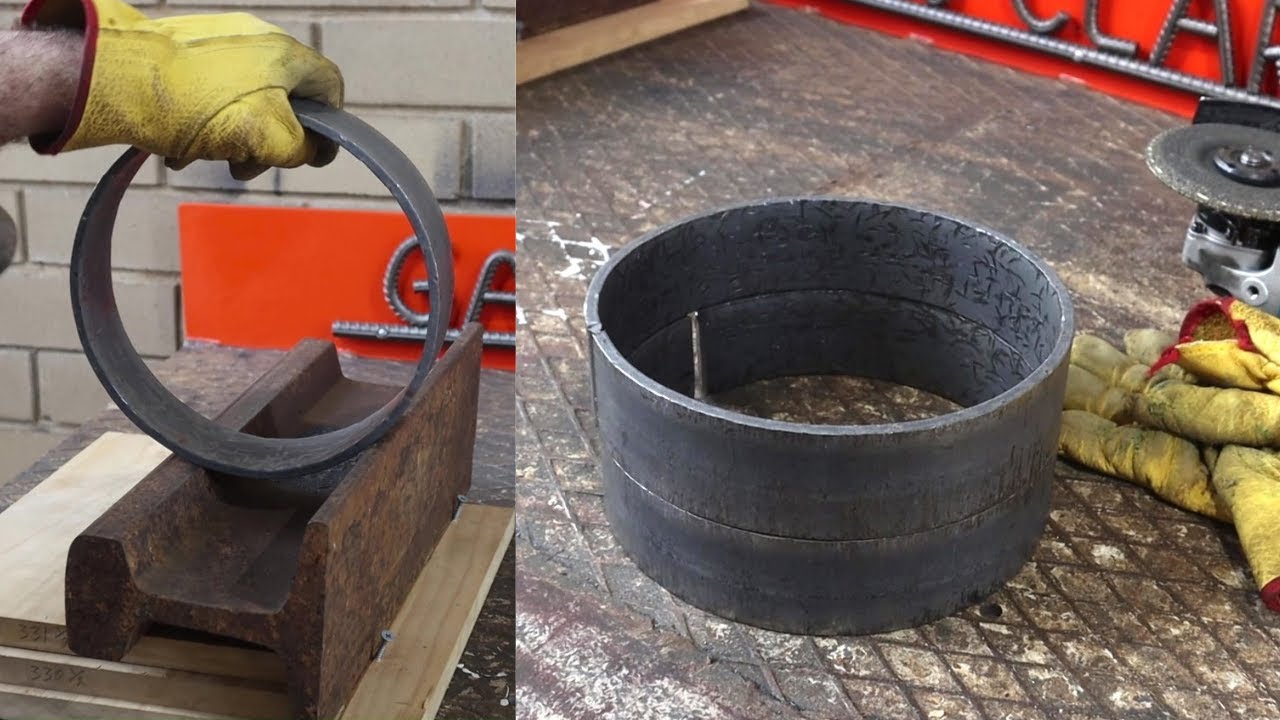 Bending Flat Bar into Rings using a Hammer and Rail Track - 50mm x 6mm ...